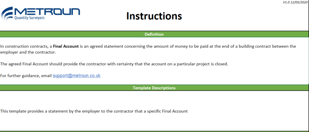 Final Account Template - Metroun